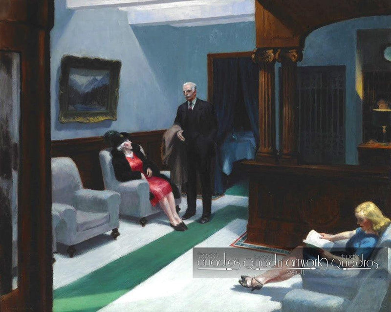 Quadro "Lobby do hotel", arte de Hopper, pintura moderna.